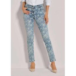 Madeleine Mode MADELEINE Schlanke Five-Pocket mit Unikat-Print in blue | Gr.: 20
