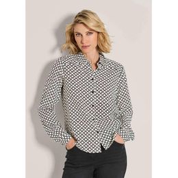 Madeleine Mode MADELEINE Elegante Viskosebluse mit Grafik-Print in schwarz / wollwei&szlig; | Gr.: 34