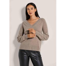 Madeleine Mode MADELEINE V-Pullover mit Kaschmir in cappuccino | Gr.: 36