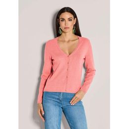 Madeleine Mode MADELEINE Langarm Jacke im Feinstrick mit V-Ausschnitt in apricot / melange | Gr.: 40