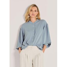 Madeleine Mode MADELEINE Elegante Bluse mit Rundhals in rauchblau | Gr.: 44