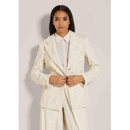 Madeleine Mode MADELEINE Boucl&eacute;-Blazer mit Fransen-Akzenten in perlwei&szlig; / goldfarben | Gr.: 38