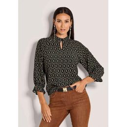 Madeleine Mode MADELEINE Elegante Viskosebluse mit Grafik-Print in schwarz / nussbraun / multicolor | Gr.: 40