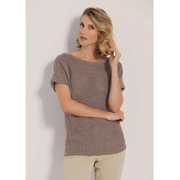 Madeleine Mode MADELEINE Kurzarm-Pullover mit Struktur in taupe | Gr.: 34