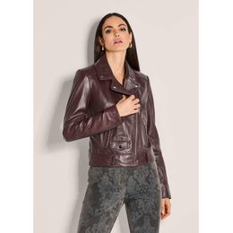 Madeleine Mode MADELEINE Verk&uuml;rzte, elegante Lammnappa-Jacke Langarm in portwein | Gr.: 48