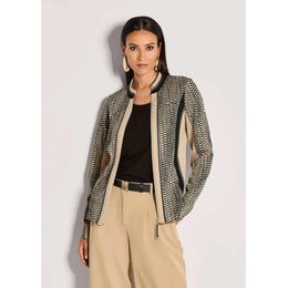 Madeleine Moderner Businessblazer mit All-Over-Print in beige / schwarz | Gr.: 36