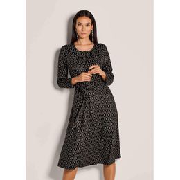 Madeleine Mode MADELEINE Elegantes Kleid mit grafischem Muster in schwarz / tabakbraun | Gr.: 38