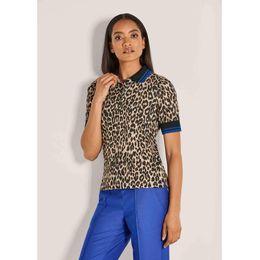 Madeleine Modernes Shirt mit Leo-Print in schwarz / caramel / royalblau | Gr.: 40