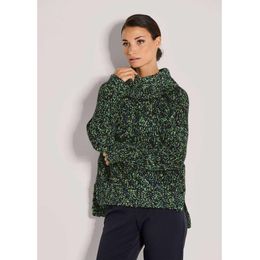 Madeleine Moderner Winterpullover mit Rollkragen in marine / t&uuml;rkisblau / multicolor | Gr.: 40