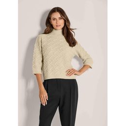 Madeleine Mode MADELEINE Eleganter Wollpullover mit Zick-Zack-Struktur in berber | Gr.: 48