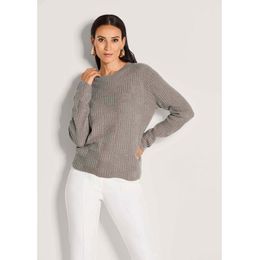 Madeleine Mode MADELEINE Glamour&ouml;ser Stricksweater mit Rundhals in cappuccino / silberfarben | Gr.: 34