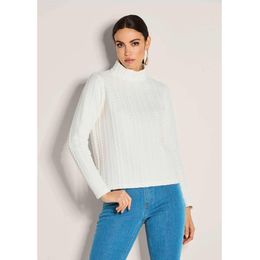Madeleine Mode MADELEINE Sweatshirt mit Zopfstruktur in wollwei&szlig; | Gr.: 48
