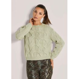 Madeleine Moderner Wollpullover mit Zopfmuster in salbei | Gr.: 36