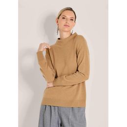 Madeleine Mode MADELEINE Eleganter Strickpullover mit Stehkragen in caramel | Gr.: 40