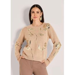 Madeleine Mode MADELEINE Glamour&ouml;ser Wollpullover mit Pailletten in beige / melange / goldfarben | Gr.: 48