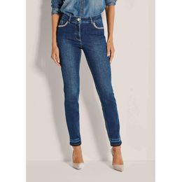 Madeleine Mode MADELEINE Slim Fit Jeans mit Kettendetails in darkblue | Gr.: 17