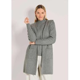 Madeleine Mode MADELEINE Urbaner Cardigan in Longform in steingrau / melange | Gr.: 36