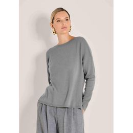 Madeleine Mode MADELEINE Schlichter Strickpullover mit U-Boot-Ausschnitt in steingrau / melange | Gr.: 40