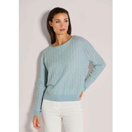 Madeleine Mode MADELEINE Eleganter Wollpullover mit Zopfmuster in bleu | Gr.: 40
