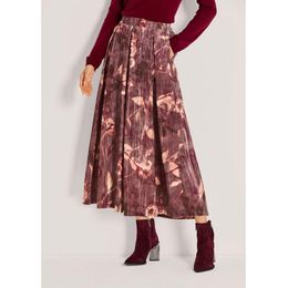 Madeleine Mode MADELEINE Eleganter Midirock mit floralem Design in brombeere / multicolor | Gr.: 40