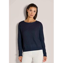Madeleine Mode MADELEINE Eleganter Wollpullover mit Zopfmuster in marine | Gr.: 34