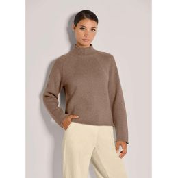 Madeleine Moderner Glattstrickpullover mit Stehkragen in berber / melange | Gr.: 40