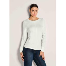 Madeleine Mode MADELEINE Langarm-Shirt mit gerafften Seiten in wollwei&szlig; | Gr.: 48