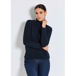 Madeleine Mode MADELEINE Sweatshirt mit Zopfstruktur in marine | Gr.: 34