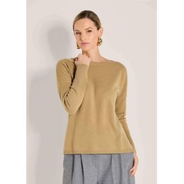 Madeleine Mode MADELEINE Schlichter Strickpullover mit U-Boot-Ausschnitt in caramel | Gr.: 48