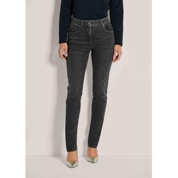 Madeleine Mode MADELEINE Glanzvolle Slim Fit Five-Pocket-Jeans in black denim | Gr.: 18