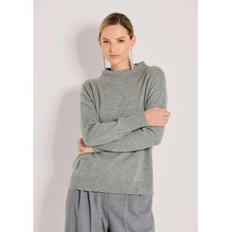 Madeleine Mode MADELEINE Eleganter Strickpullover mit Stehkragen in steingrau / melange | Gr.: 36