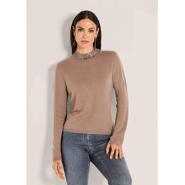 Madeleine Mode MADELEINE Eleganter Wollpullover mit Stehkragen in mauve | Gr.: 36