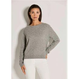 Madeleine Mode MADELEINE Eleganter Wollpullover mit Zopfmuster in steingrau / melange | Gr.: 48