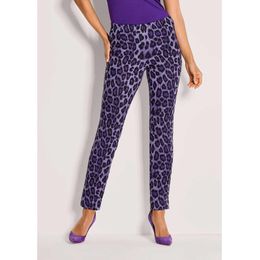 Madeleine Mode MADELEINE Gerade Jersey-Leggings mit Animal-Print in purple / schwarz | Gr.: 18