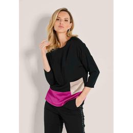 Madeleine Moderne Bluse mit Farbspiel in magenta / schwarz / cappuccino | Gr.: 36