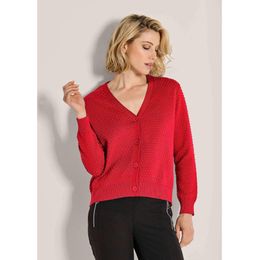 Madeleine Mode MADELEINE Eleganter Cardigan mit V-Ausschnitt in rot | Gr.: 44