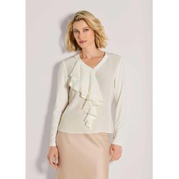 Madeleine Mode MADELEINE Elegante Seidenbluse mit V-Ausschnitt in wollwei&szlig; | Gr.: 44