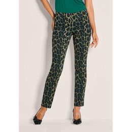 Madeleine Mode MADELEINE Gerade Jersey-Leggings mit Animal-Print in petrol / schwarz | Gr.: 17