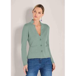 Madeleine Mode MADELEINE Eleganter Blazer mit feinem Glattstrick in hellsalbeigrün | Gr.: 42