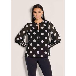 Madeleine Mode MADELEINE Elegante Bluse mit P&uuml;nktchen-Druck in schwarz / wei&szlig; | Gr.: 34