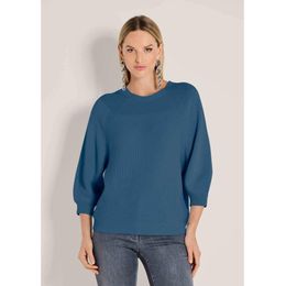 Madeleine Mode MADELEINE Zeitloser Baumwollpullover mit Perlfang-Muster in tintenblau | Gr.: 36
