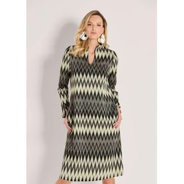 Madeleine Mode MADELEINE Elegantes Kleid mit Zick-Zack-Muster in grau / wollwei&szlig; / multicolor | Gr.: 34