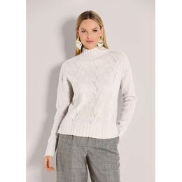 Madeleine Mode MADELEINE Hochwertiger Wollpullover mit Strukturstrick in perlwei&szlig; / melange | Gr.: 34