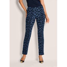 Madeleine Mode MADELEINE Gerade Jersey-Leggings mit Animal-Print in marine / schwarz | Gr.: 40