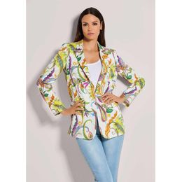 Madeleine Mode MADELEINE Eleganter Damenblazer mit Reverskragen in weiß / kiwi / multicolor | Gr.: 34