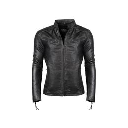 PAULGOS Lederjacke Übergangsjacke Biker Look Echtleder D2 in Schwarz | Gr.: L