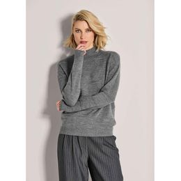 Madeleine Mode MADELEINE Eleganter Wollpullover mit Querstruktur in steingrau / wollwei&szlig; / melange | Gr.: 44