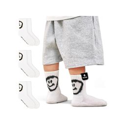von Jungfeld Tennissocken Smiley Kinder Sportsocken in Wei&szlig; | Gr.: 23-26