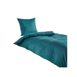 Traumschlaf Bettw&auml;sche Stripe in petrol | Gr.: 140x200 cm (70x90 cm)
