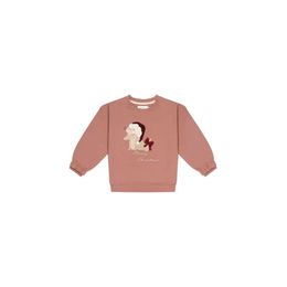 leevje Oversized Sweatshirt Dackel 'christmas hat & bow' in light burgundy | Gr.: 74/80